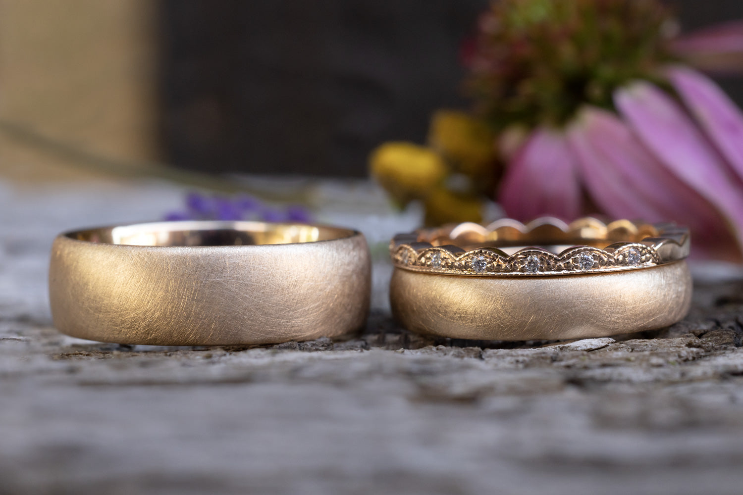 Eheringe Set Pur & Vintage Spitze – trauringmanufaktur
